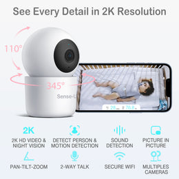 Sense-U 2K bundle: abdominal movement,rollover,temp,2K video,anywhere